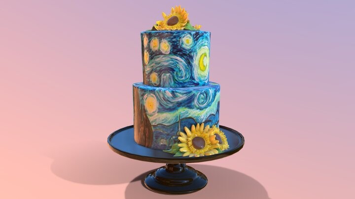 ArtStation - Van Gogh - Starry Night Cake