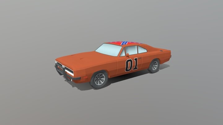 ArtStation - Low Poly Cartoon Dodge Charger 2019 General Lee Car