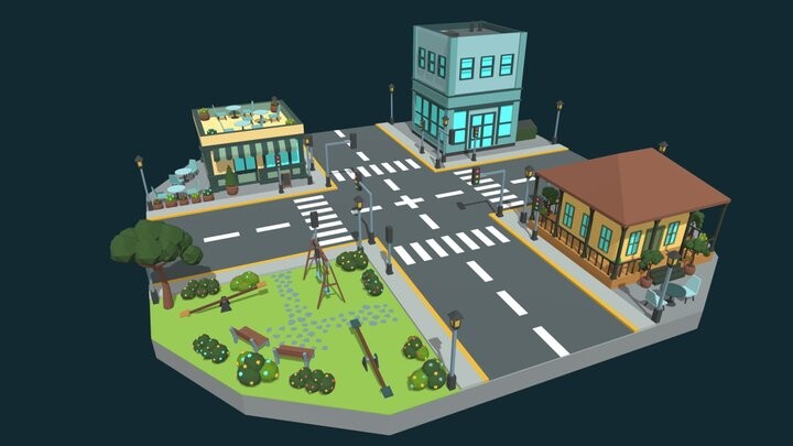ArtStation - Low Poly Town