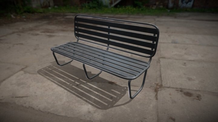 ArtStation - Metal Garden Outdoor Bench Sitting