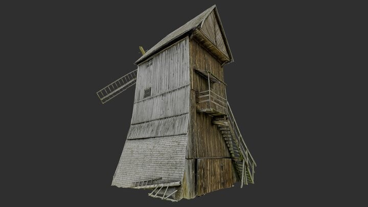 ArtStation - Old, damaged, wooden windmill 01