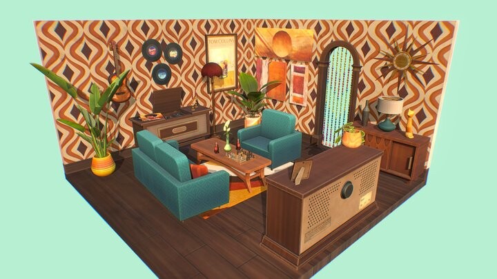 ArtStation - Retro Living Room