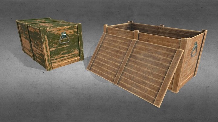 ArtStation - A wooden low poly crate for games