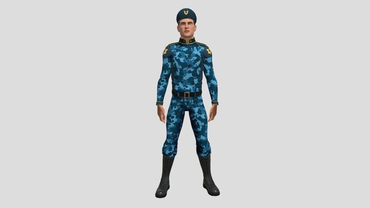 ArtStation - Male Marine soldier Vintage camouflage animated