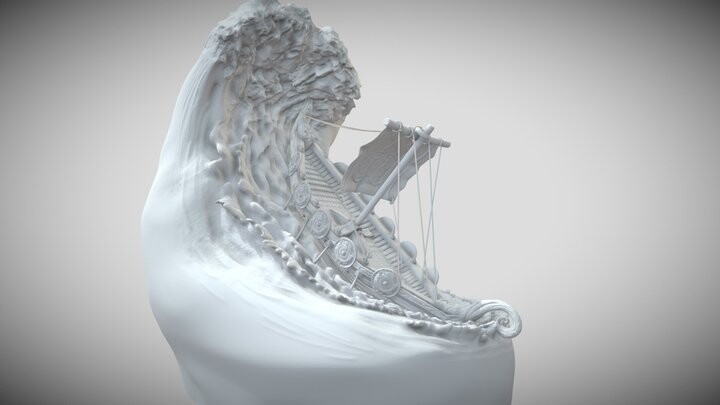 ArtStation - Drakkar wave sculpt High Poly