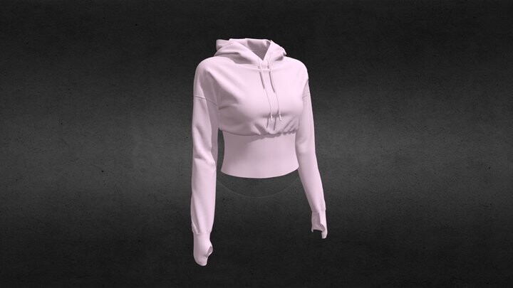 ArtStation - Pink Drawstring Hooded Sweatshirt