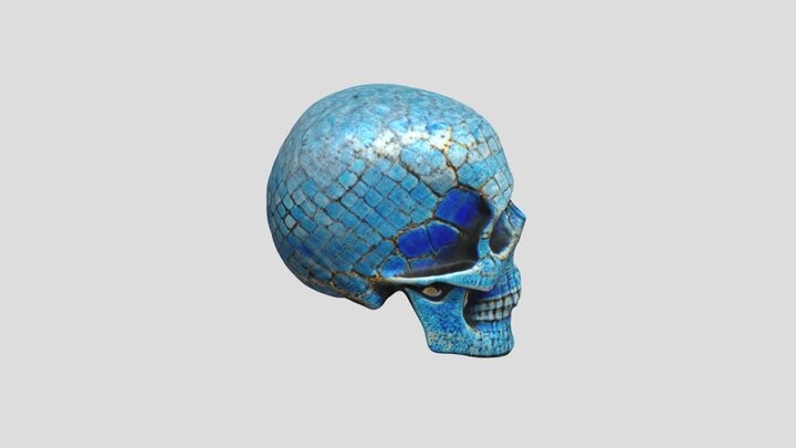 ArtStation - Skull made of blue mosaic tiles