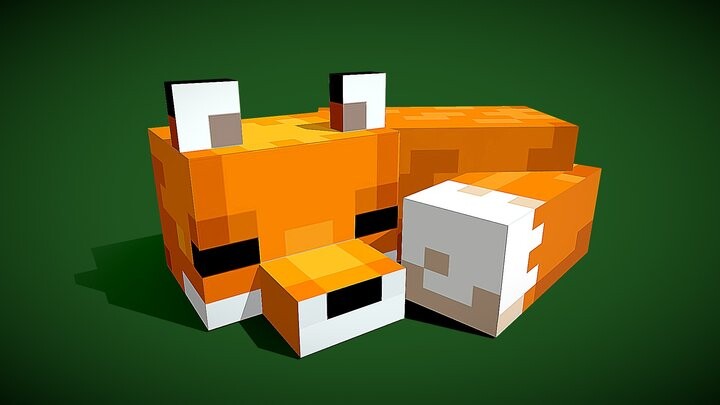 ArtStation - Shhh! It's a Minecraft fox. Looks sleepy.