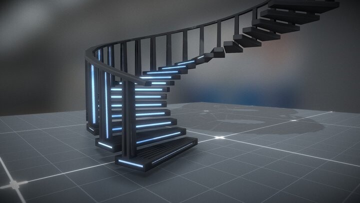 ArtStation - Sci-fi stairs with neon backlighting (4 floors)