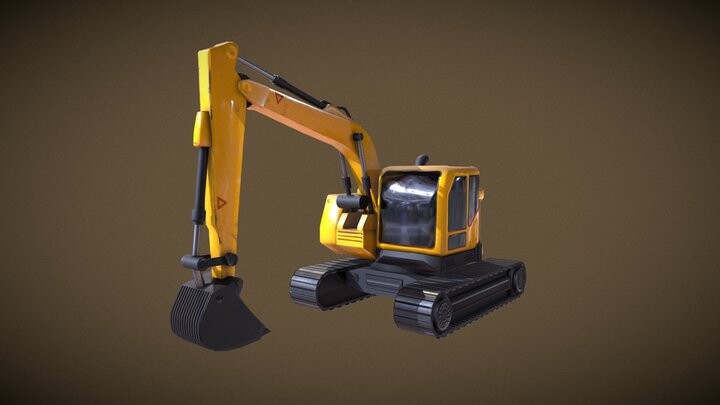 ArtStation - Low Poly Construction Excavator