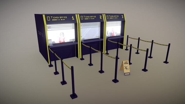 ArtStation - Ticket Office 3D Lowpoly Pixel Art | Train Station