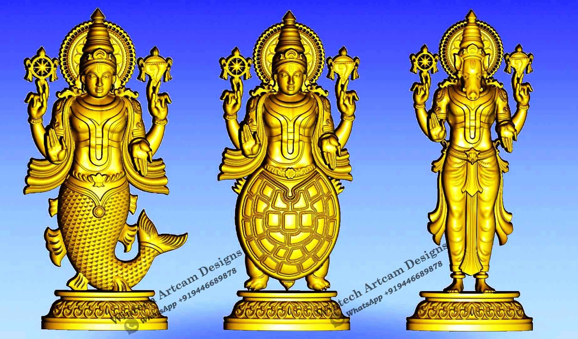 ArtStation - God Vishnu Malsya,Kurma-Varaha Avathar 3D Artcam Design ...