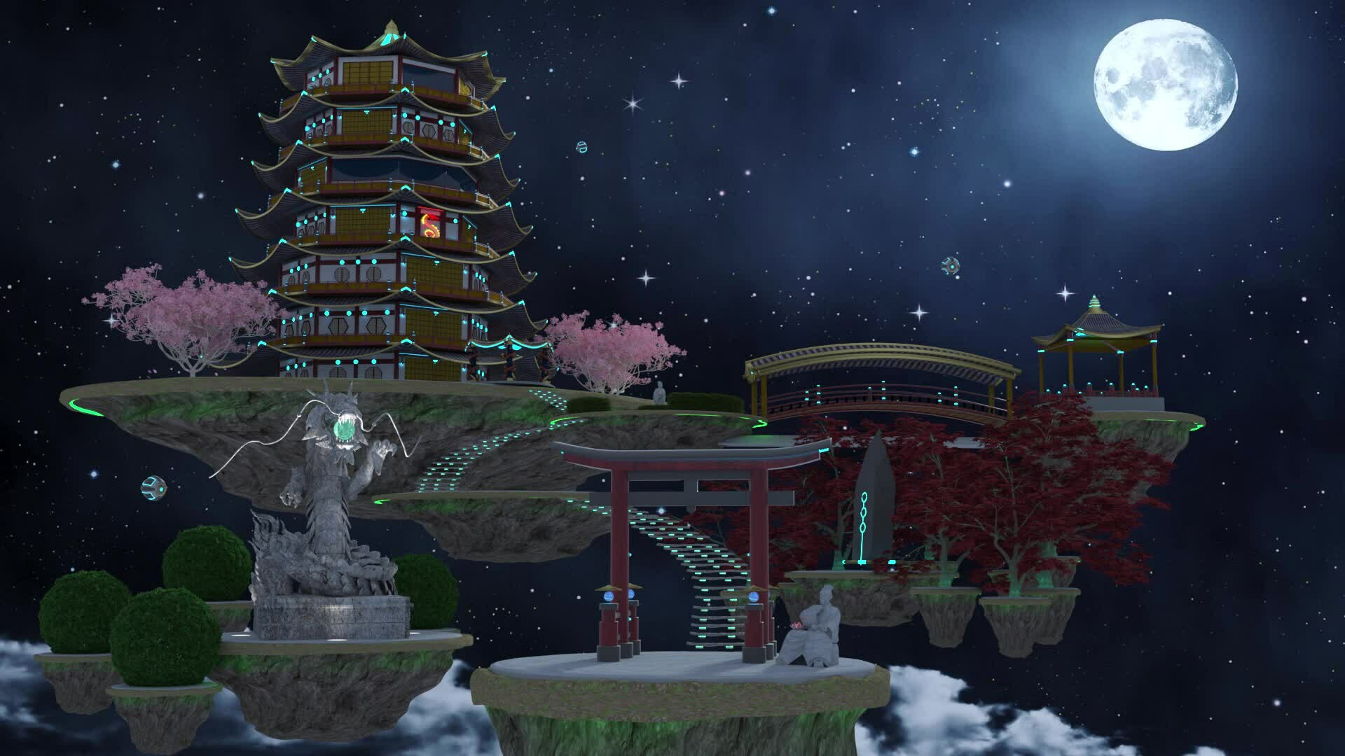 ArtStation - Japanese Cyberpunk Floating Island Environment