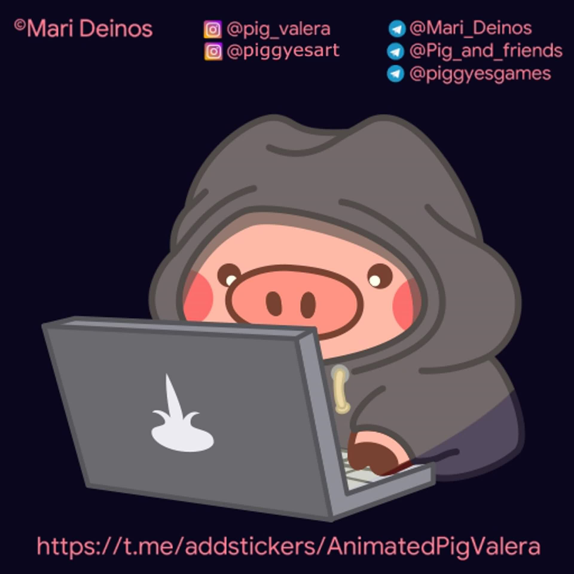 ArtStation - Animated stickers pig Valera for telegram