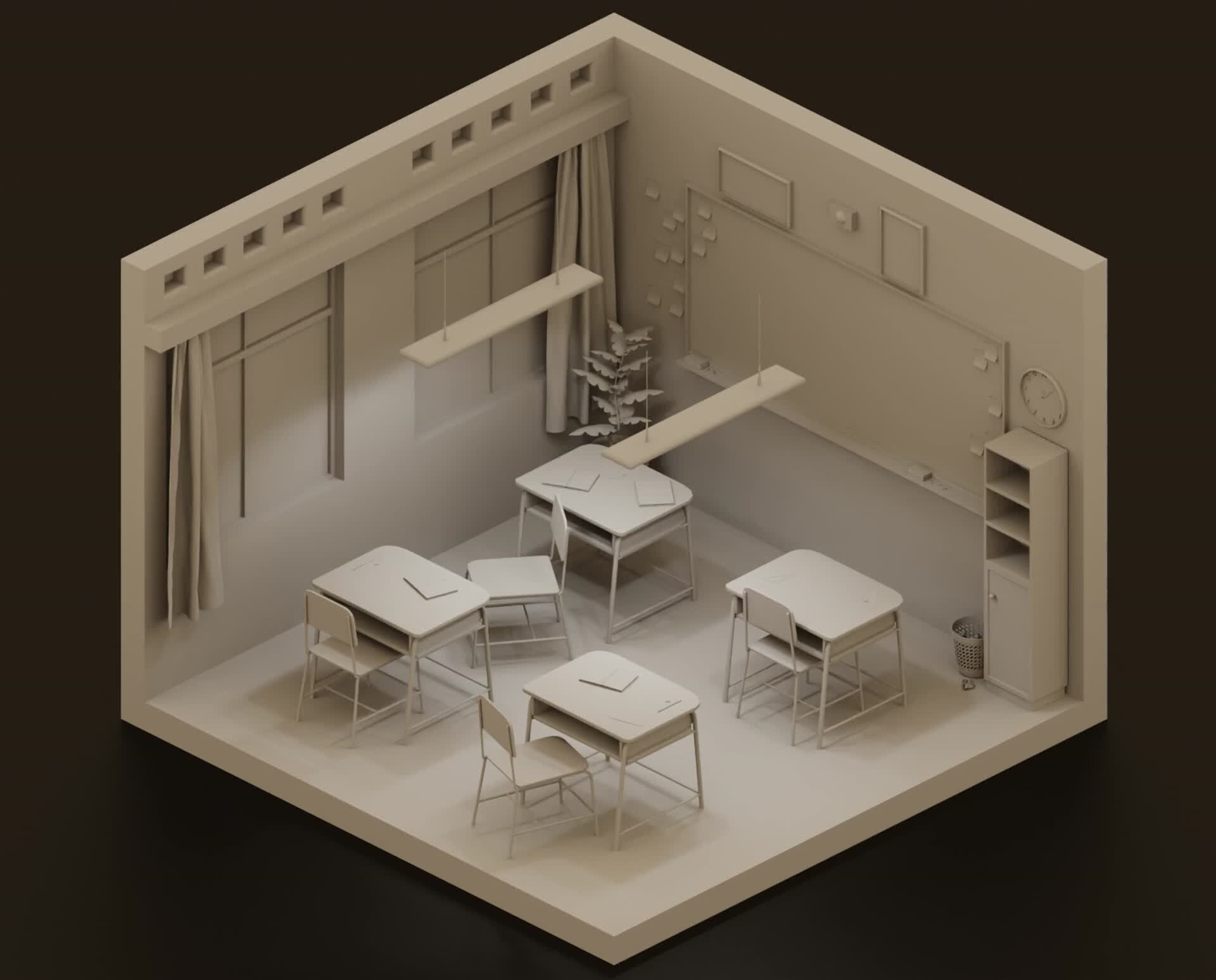 ArtStation - classroom peeling out clay