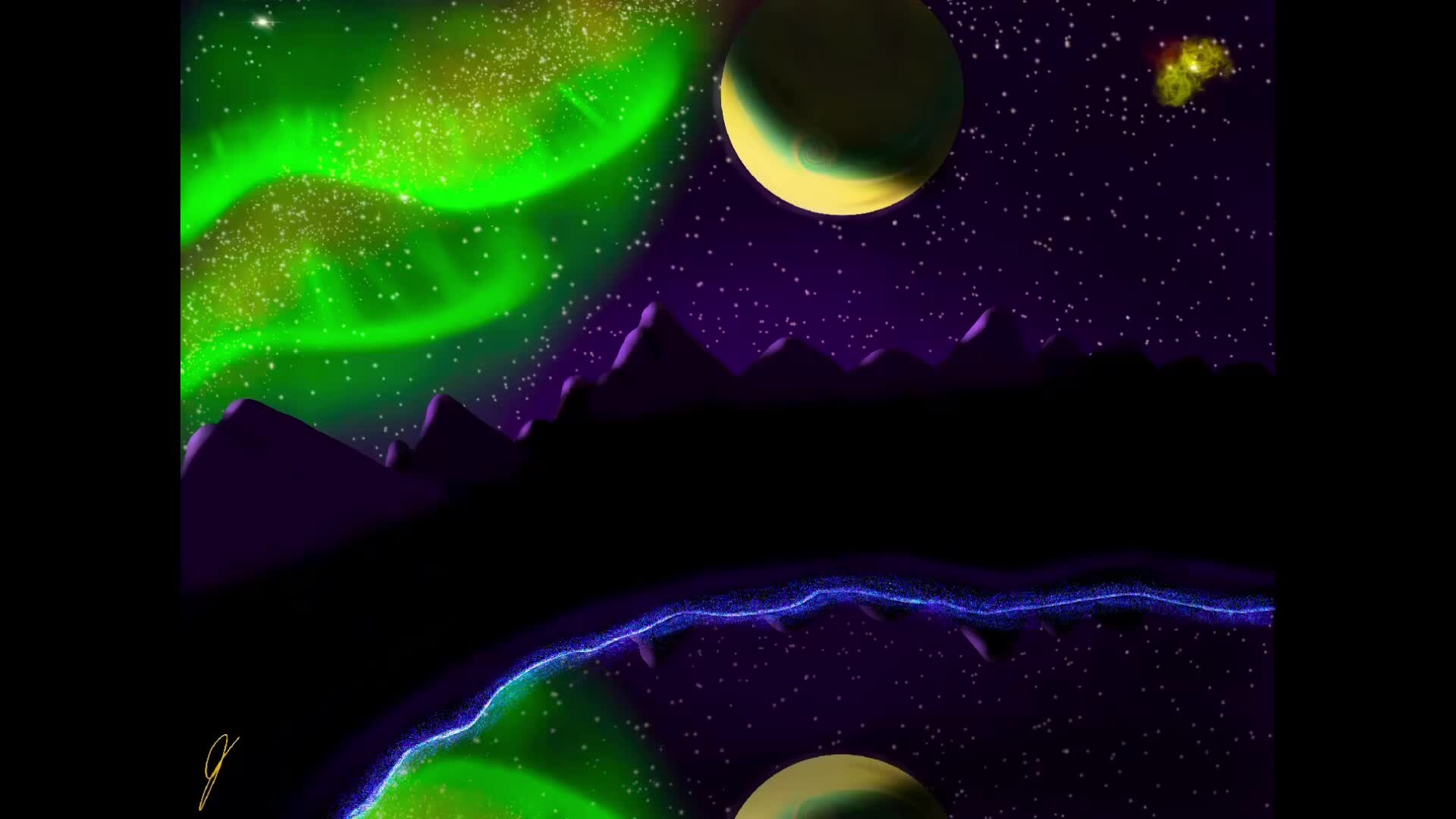 ArtStation - Timelapse of my alien night sky digital painting