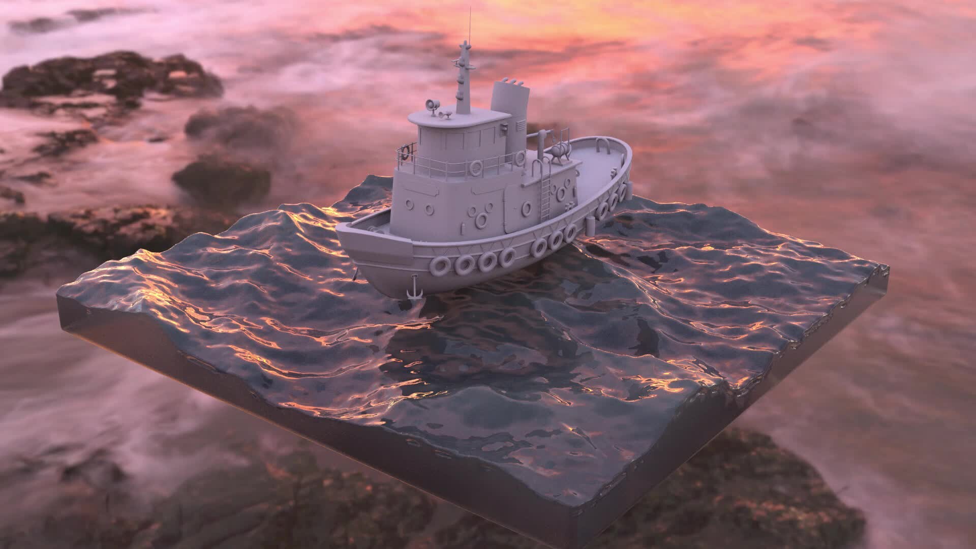ArtStation - A floating boat - Water simulation in Houdini