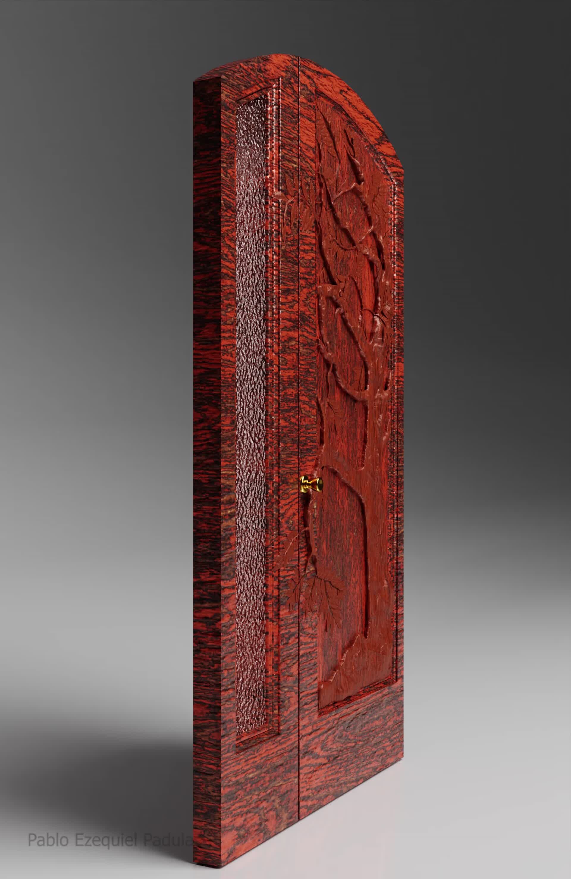 ArtStation - 3D Wooden Door With Sculpted Tree