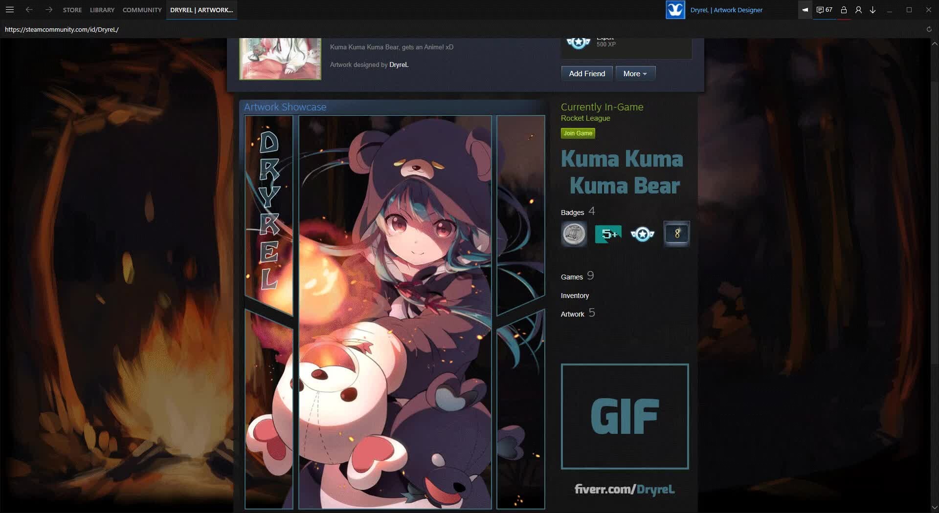 ArtStation - Yuna (Kuma Kuma Kuma Bear) | Animated Steam Artwork