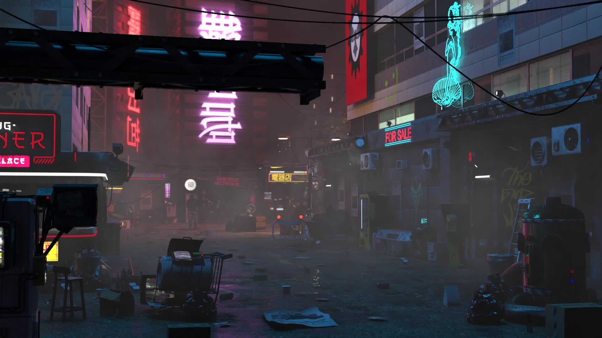 ArtStation - Cyberpunk inspired alley scene (Work in progress)
