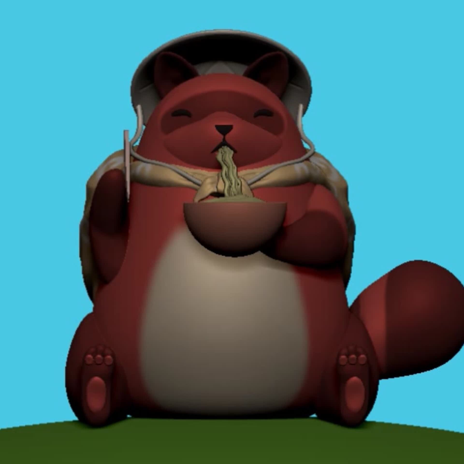 ArtStation - Tanuki eating ramen