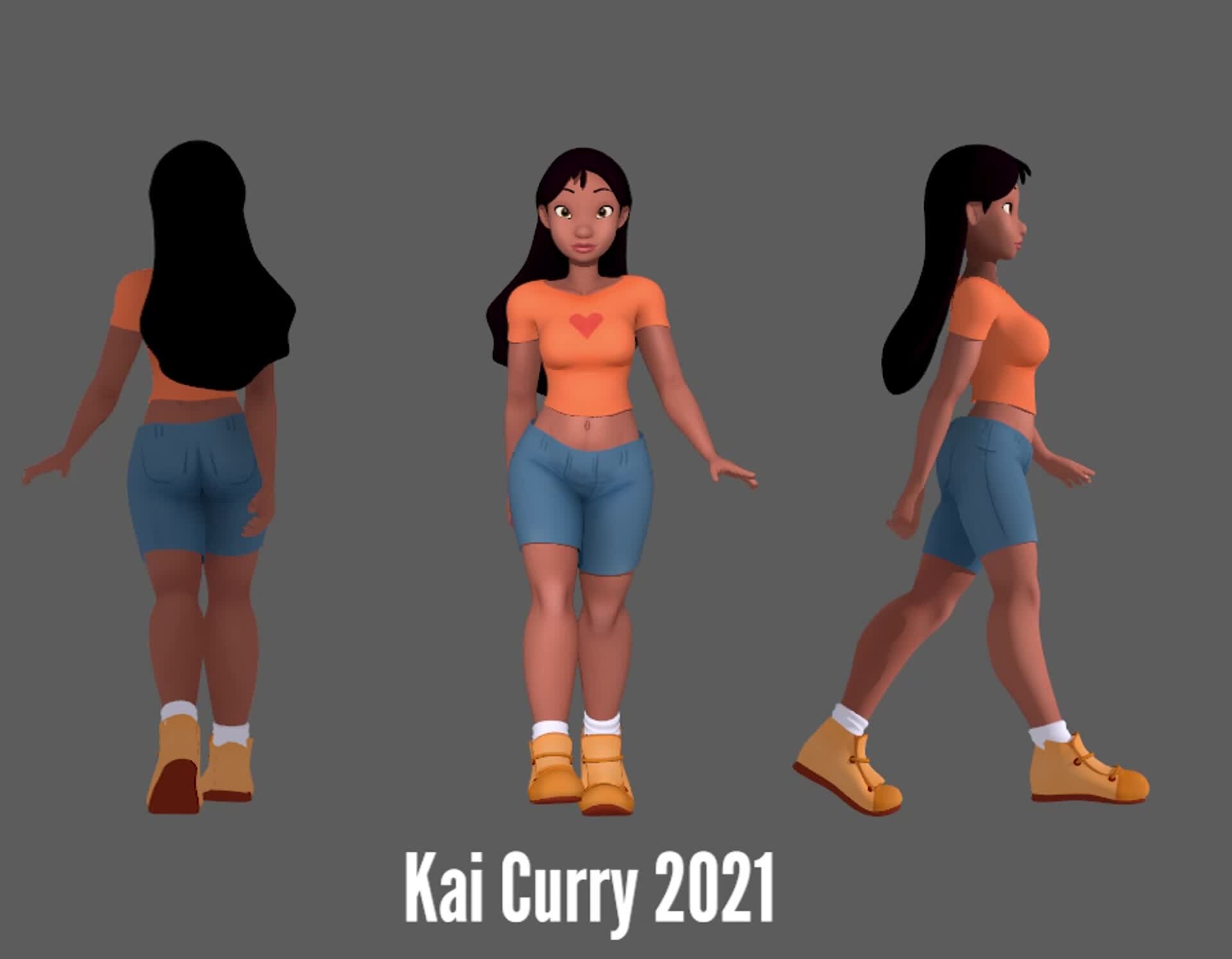 ArtStation - Nani 3D Walk Cycle Lilo & Stitch