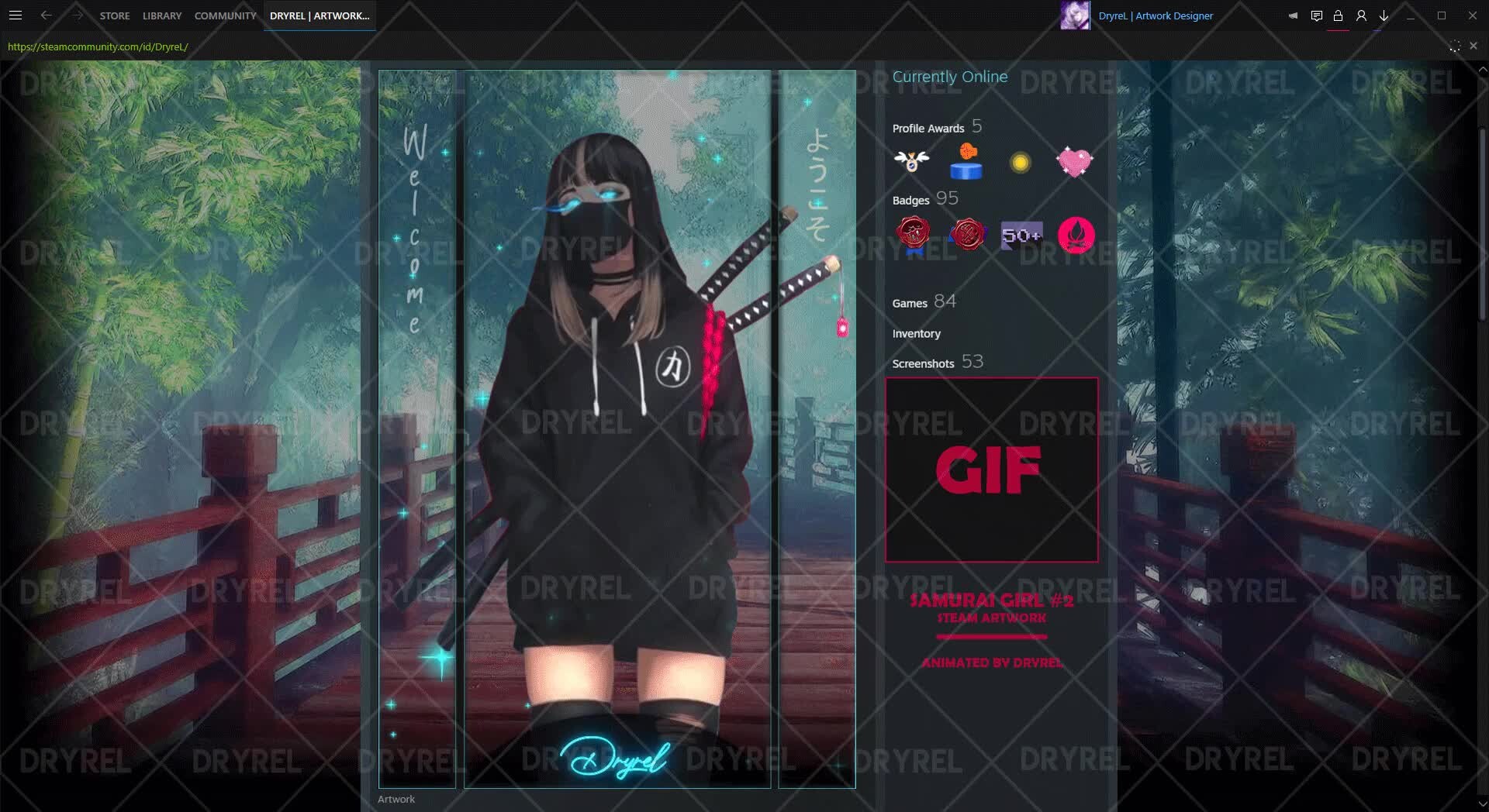 ArtStation - Samurai Girl #2 | Animated Steam Artwork