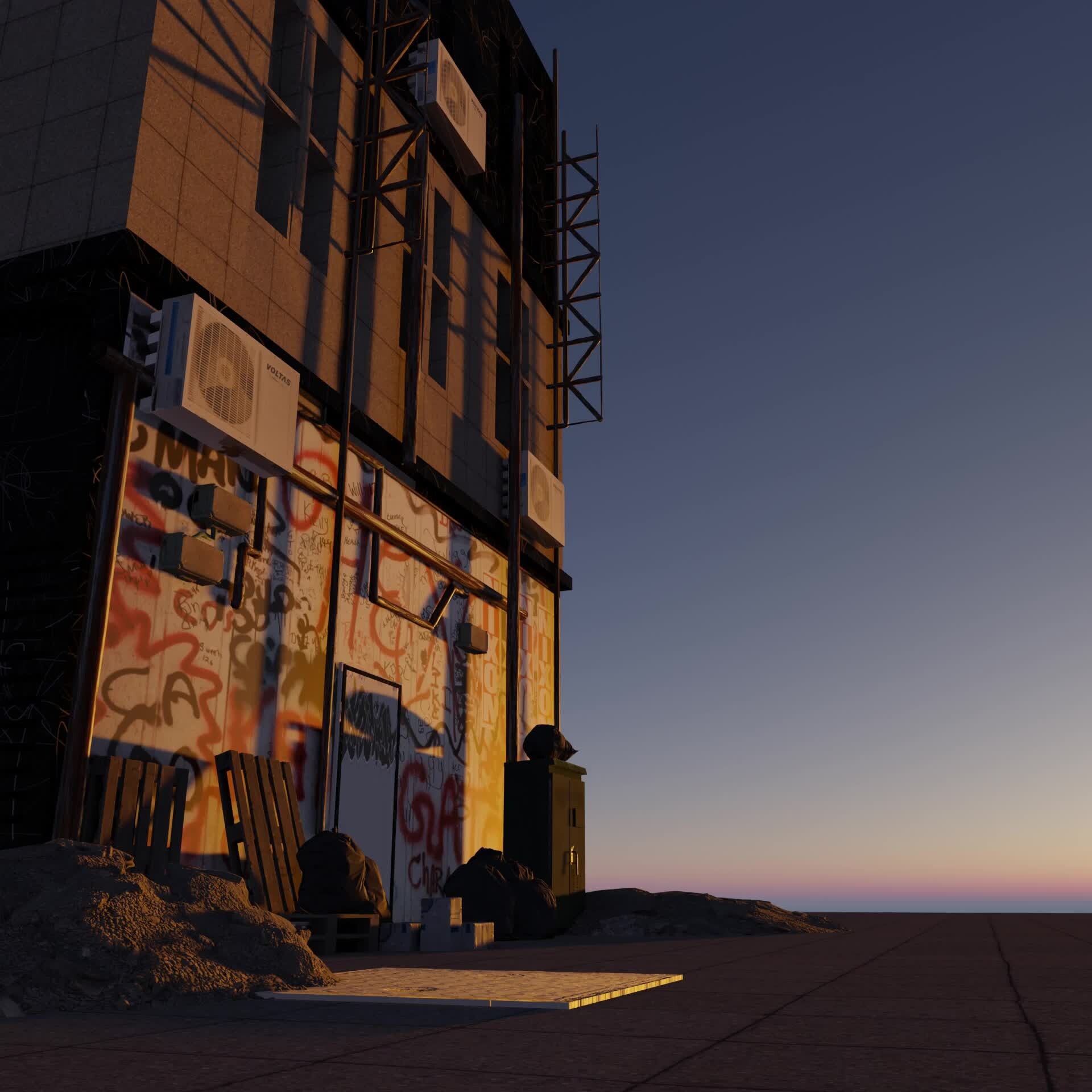 ArtStation - side building alley