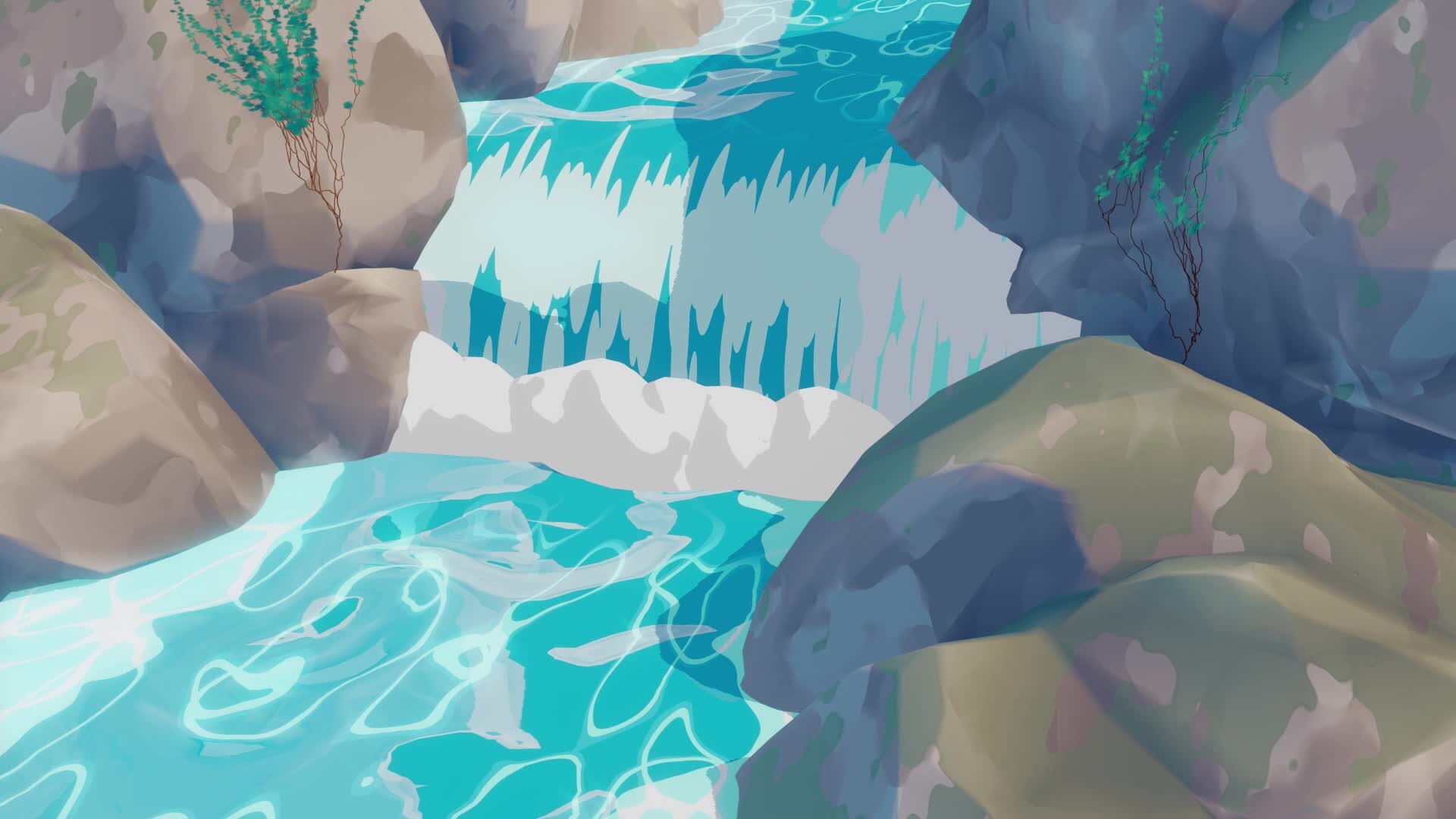 ArtStation - Ghibli inspired waterfall environment