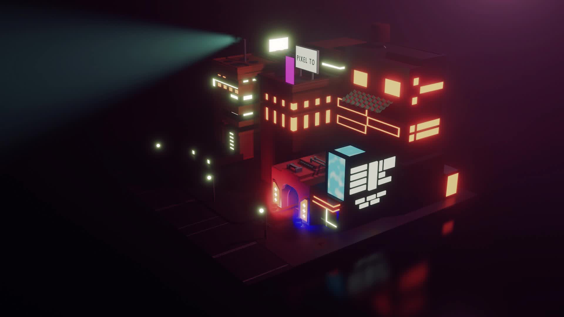 ArtStation - Neon City - LowPoly