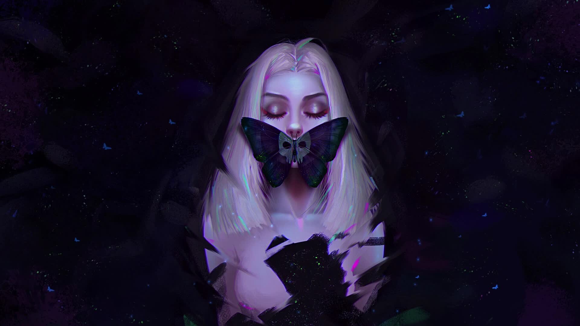 ArtStation - neon moth girl
