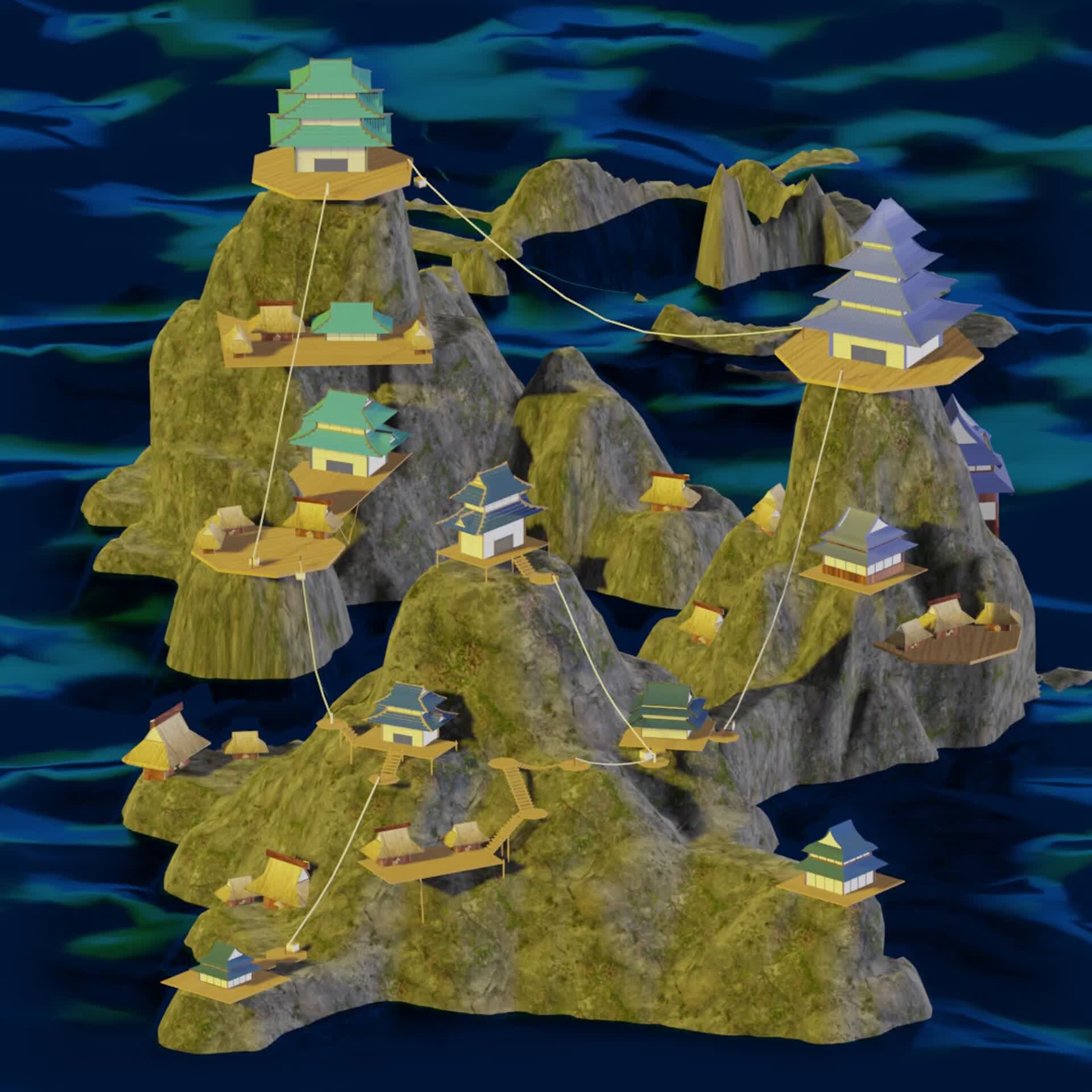 ArtStation - Ninja Island - Cable Car Transportation System