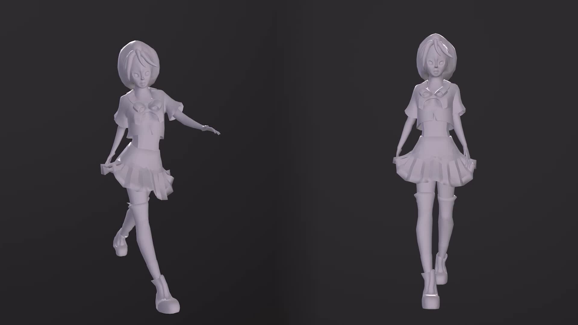 ArtStation - Anime Girl - Walk Animation (Old & New)
