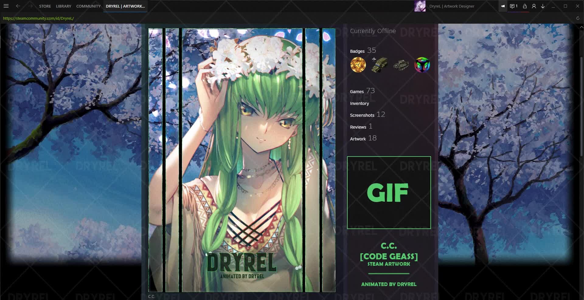 ArtStation - C.C. (Code Geass) | Animated Steam Artwork