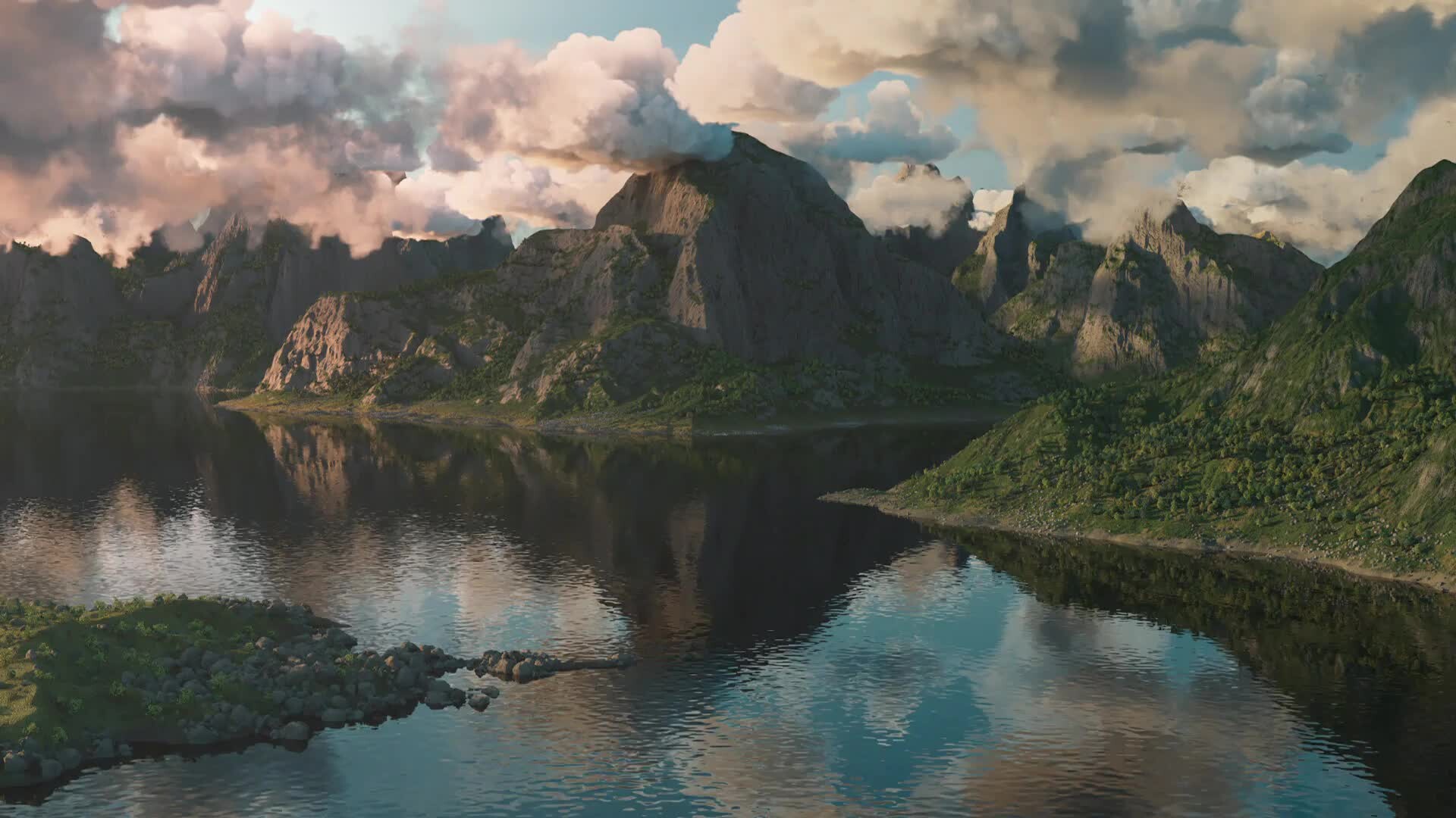 ArtStation - Norwegian Landscape with Houdini Terrains, Pyro clouds and ...