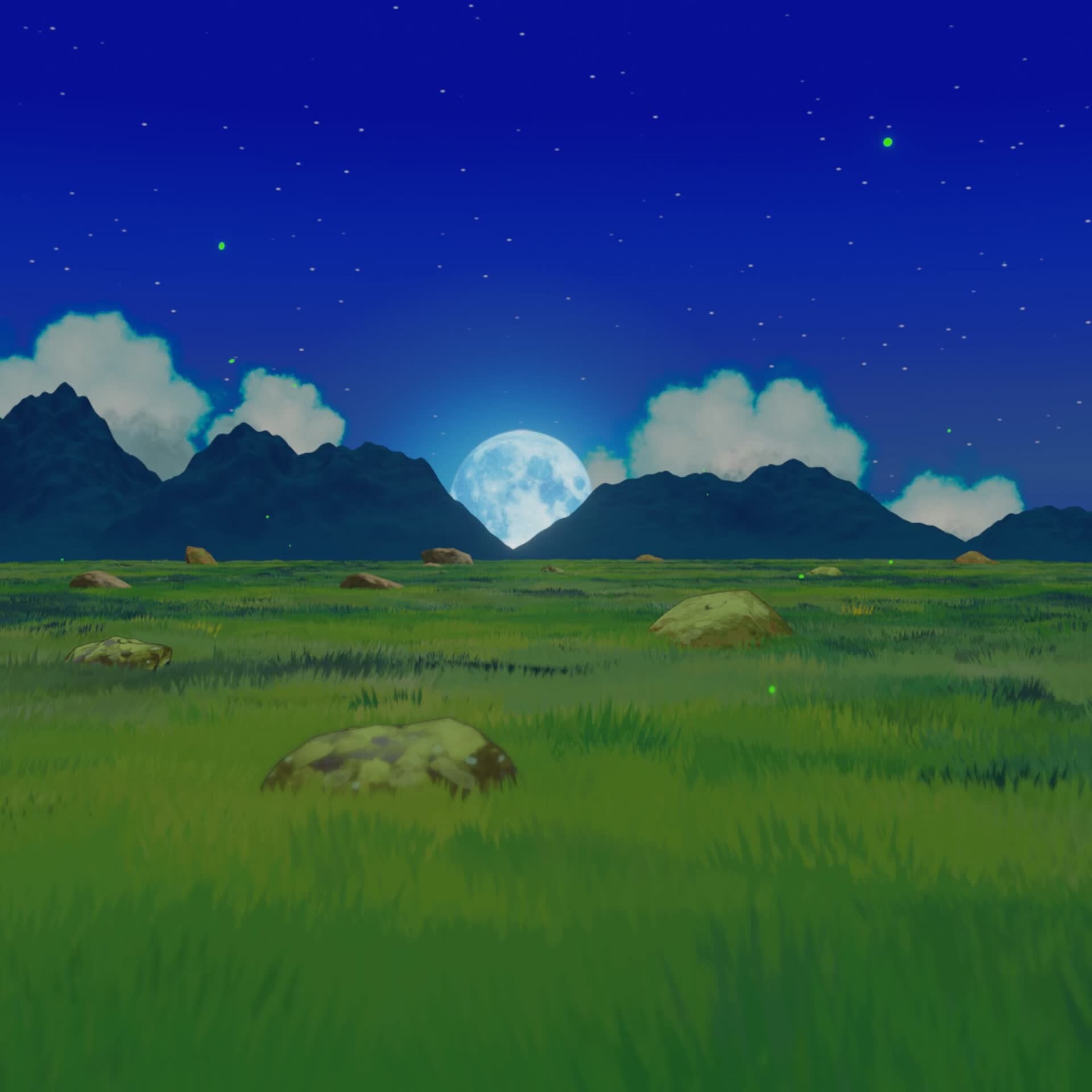 ArtStation - Grass field under the night sky