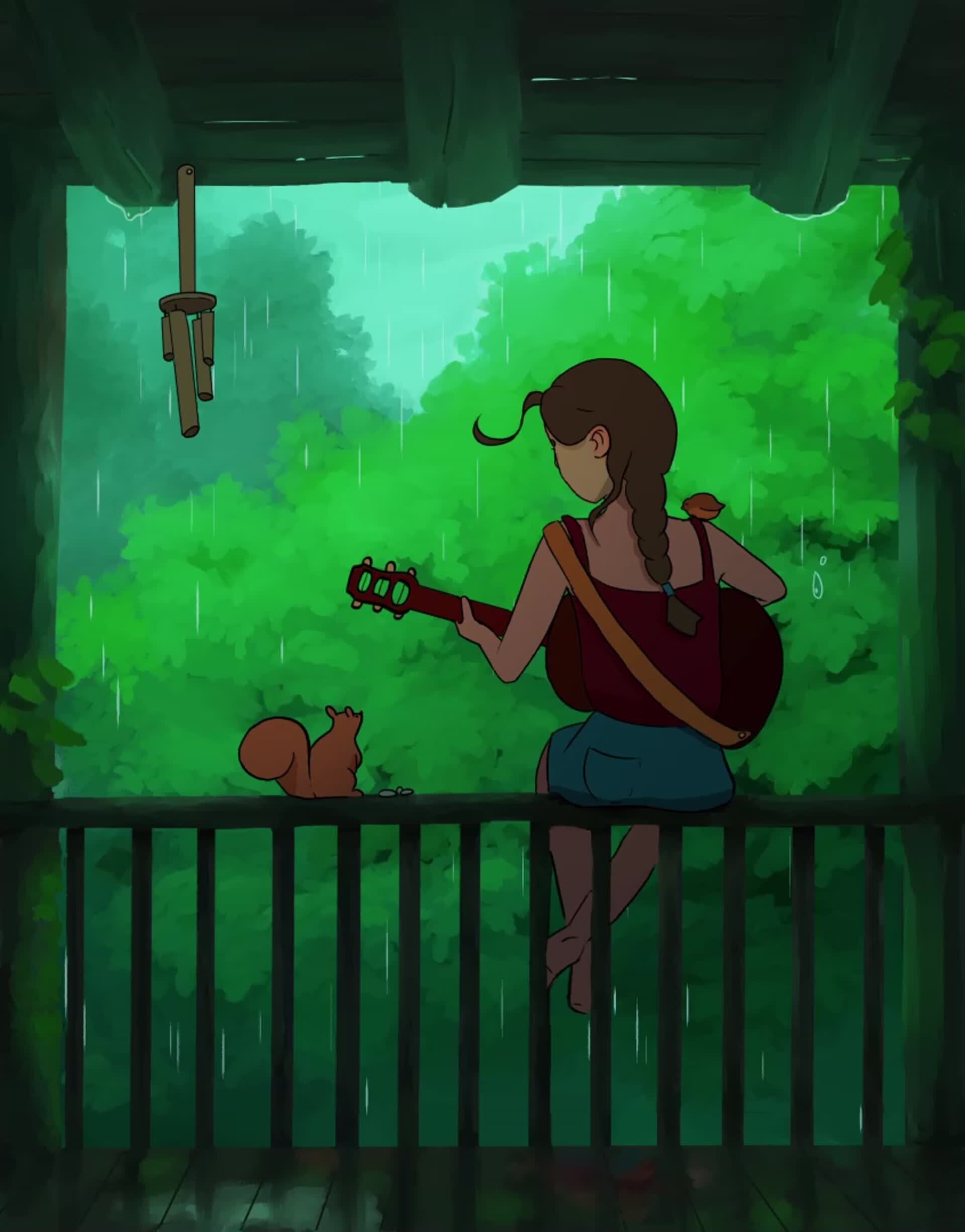 ArtStation - taking shelter from the rain animation