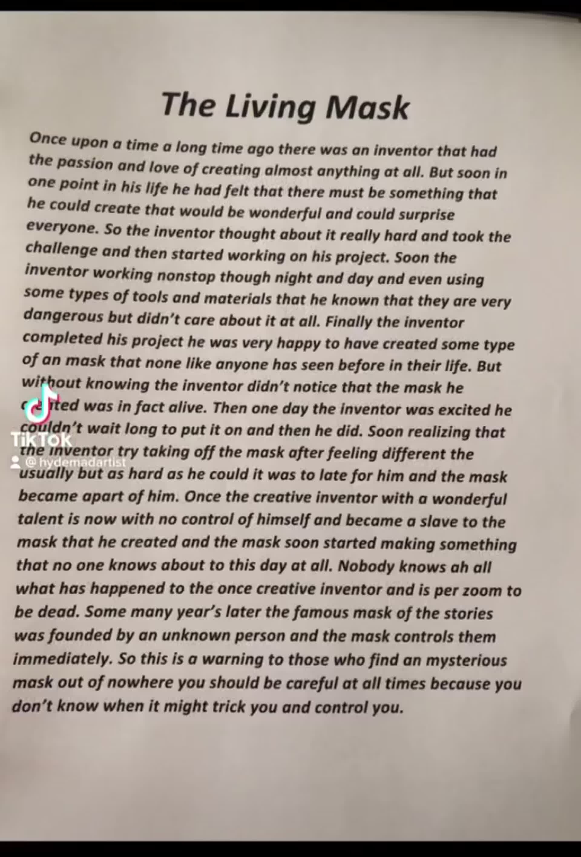 ArtStation - The Living Mask story