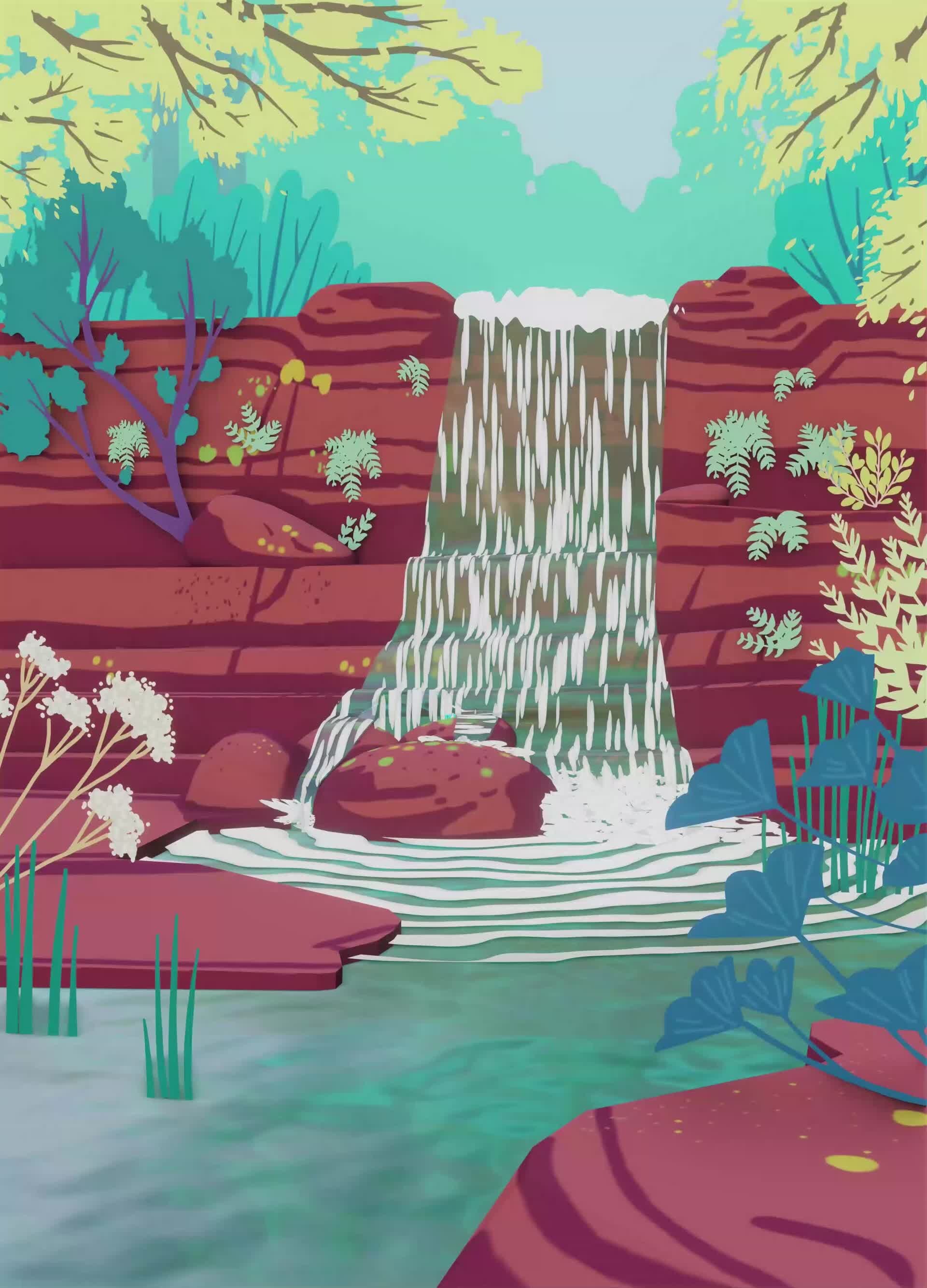 ArtStation - Stylized Waterfall