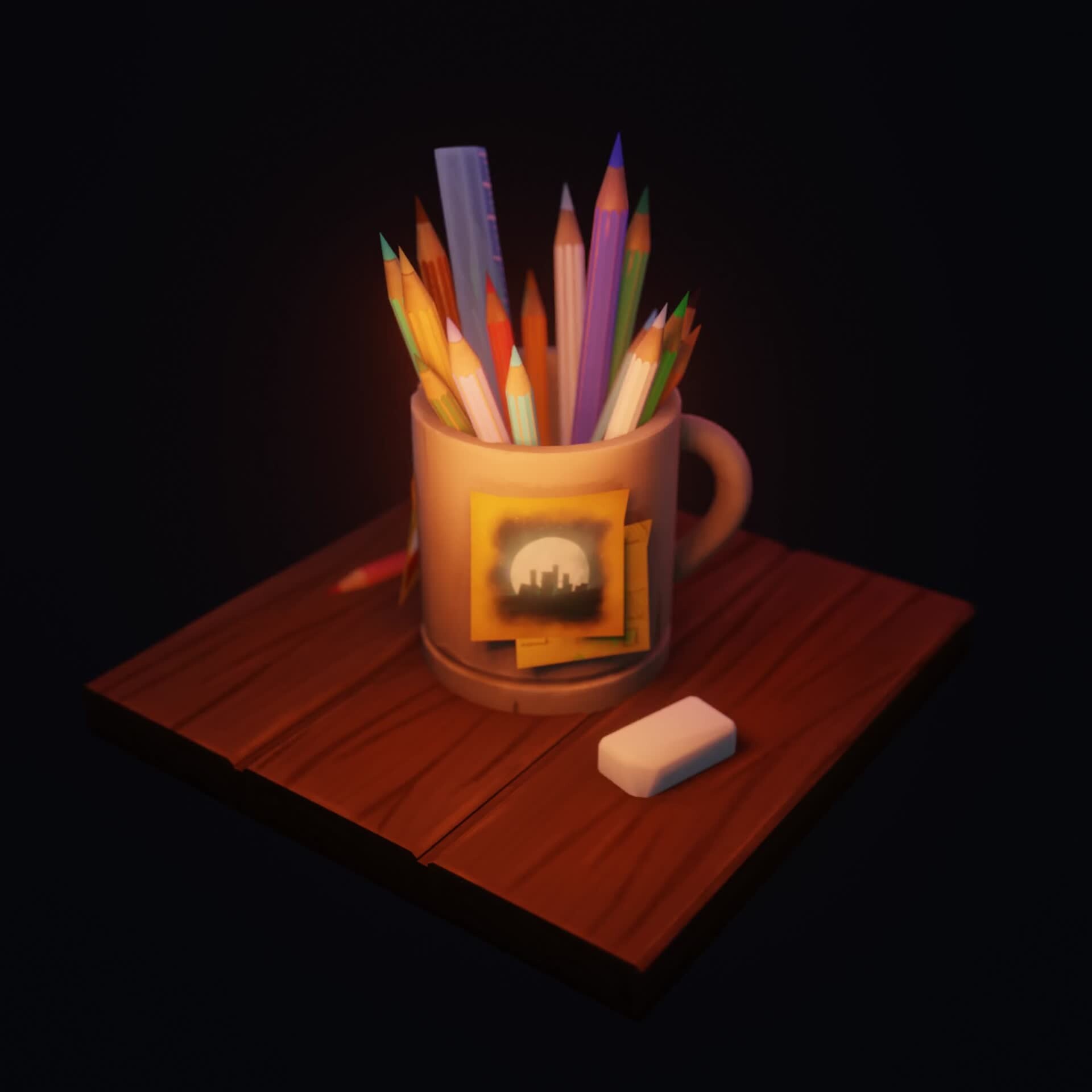 ArtStation - hand painted pencil mug