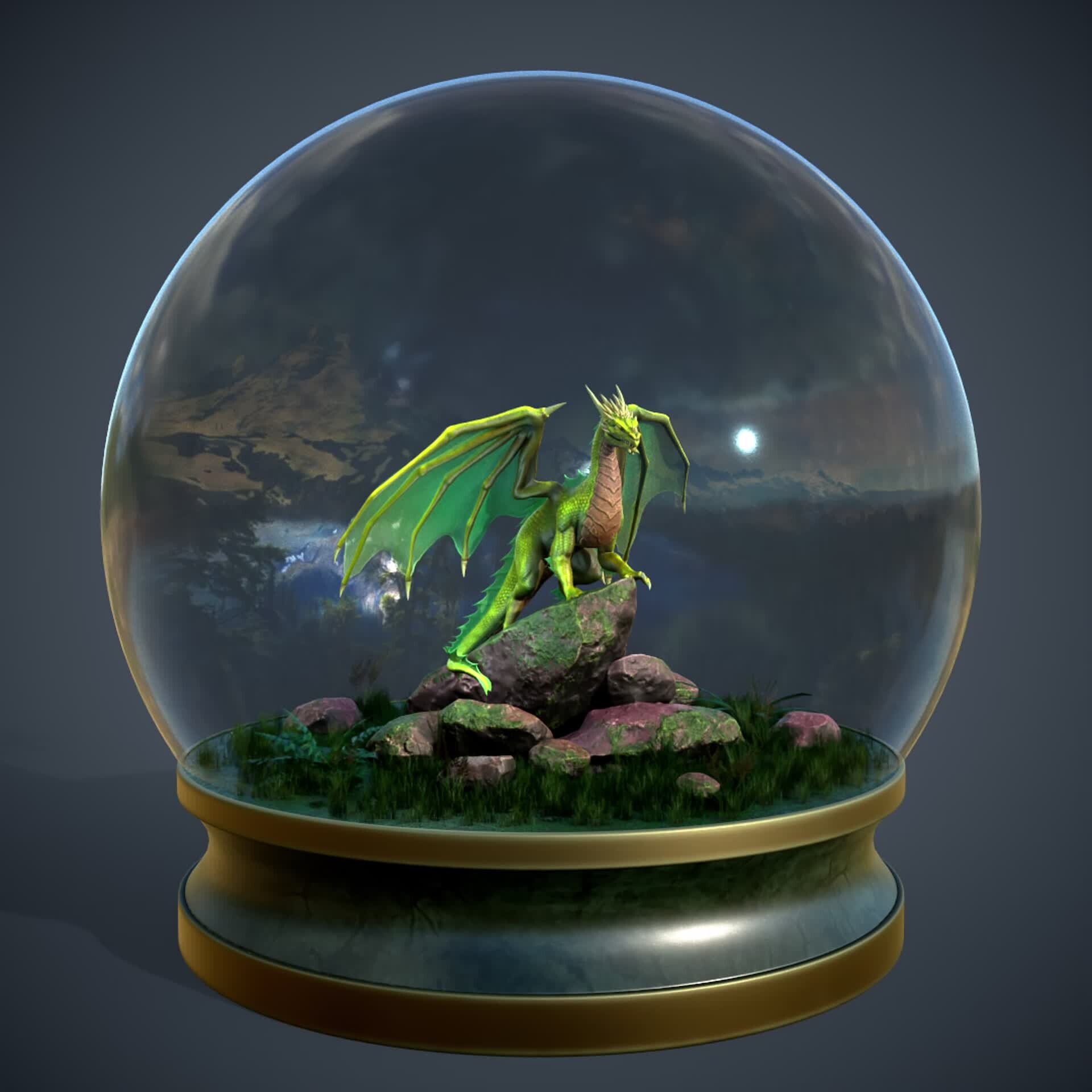 ArtStation - Green Dragon NFT Relic for Decentraland