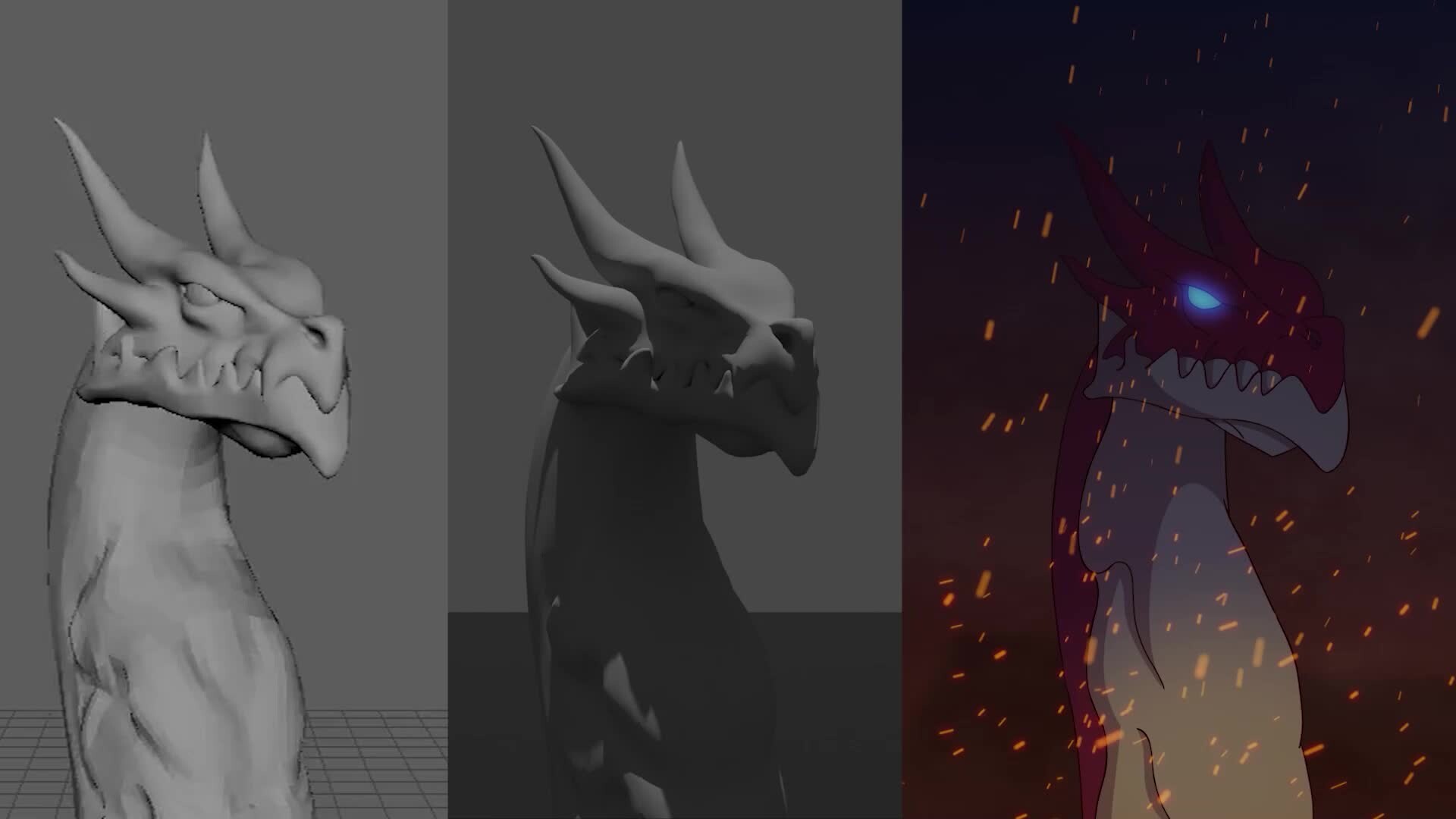 ArtStation - 3D to 2D Dragon Animation