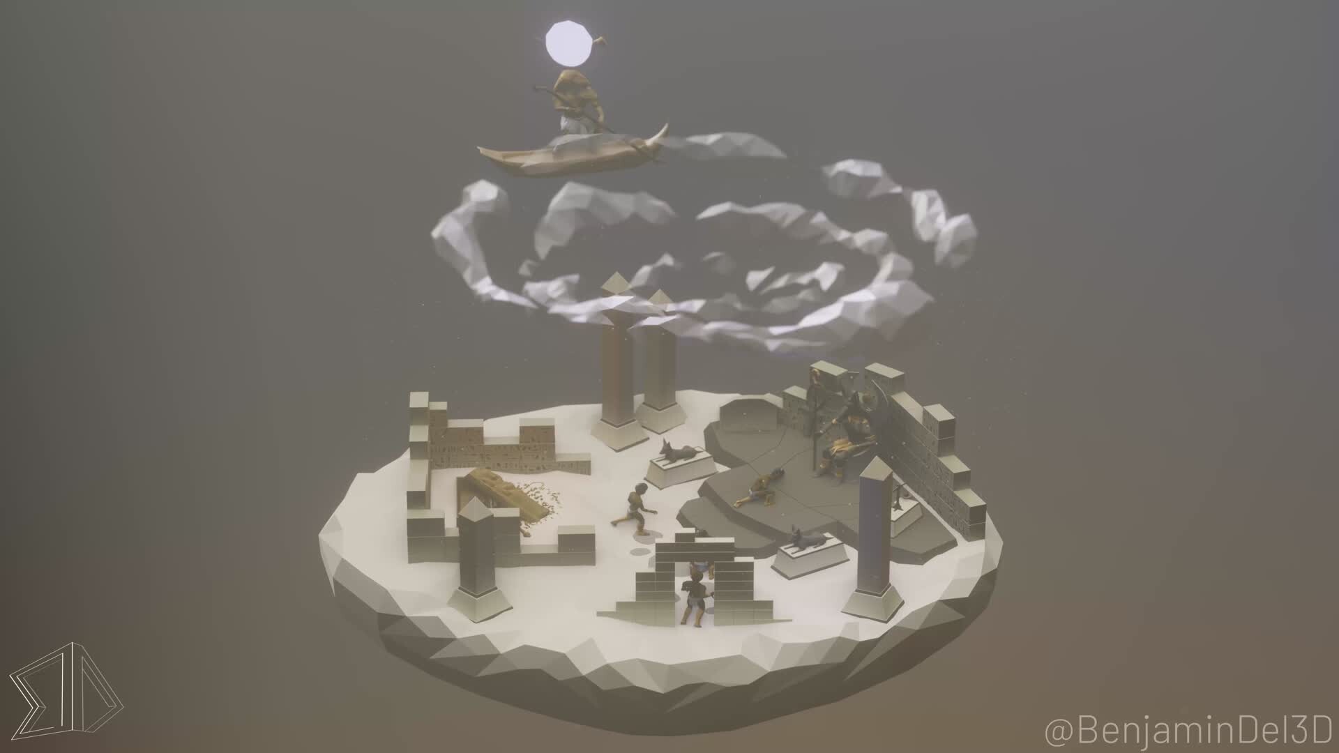 ArtStation - Low-Poly Mythology Diorama - Anubis’ Realm