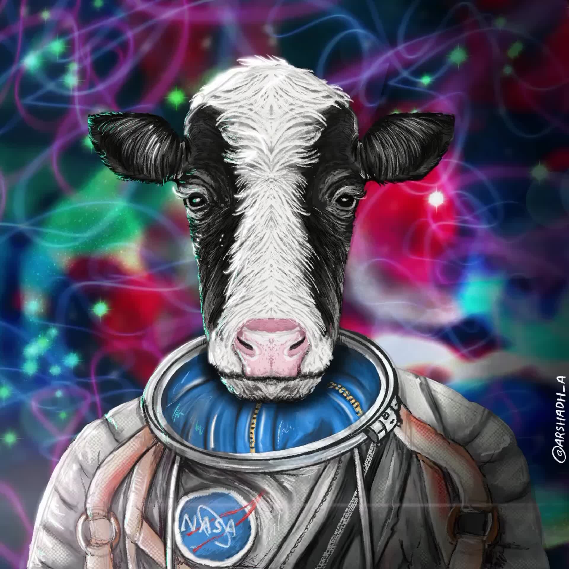 ArtStation - Astro cow| DAY 15 of 100 days sketching challenge 2022 ...