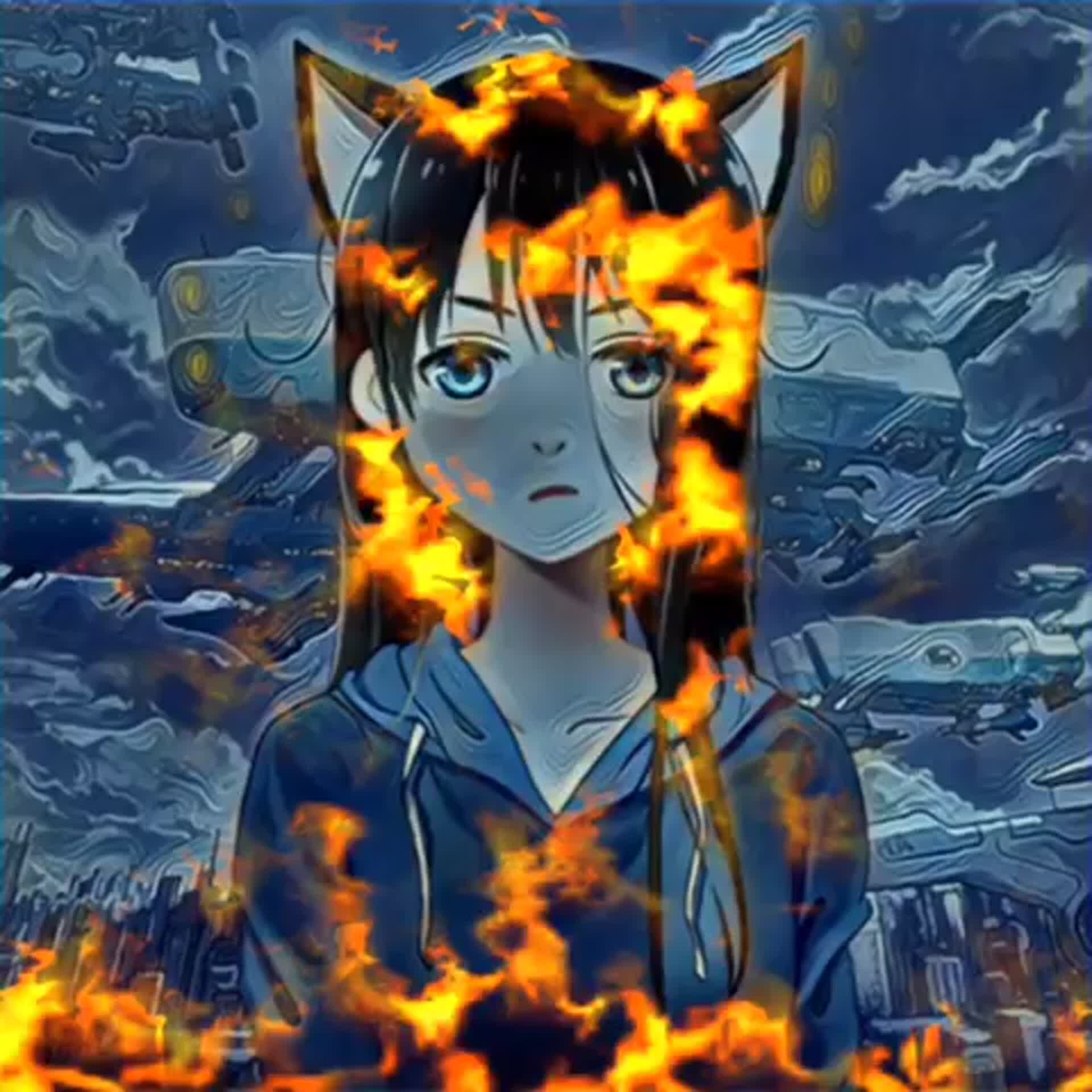 ArtStation - Anime Girl in fire