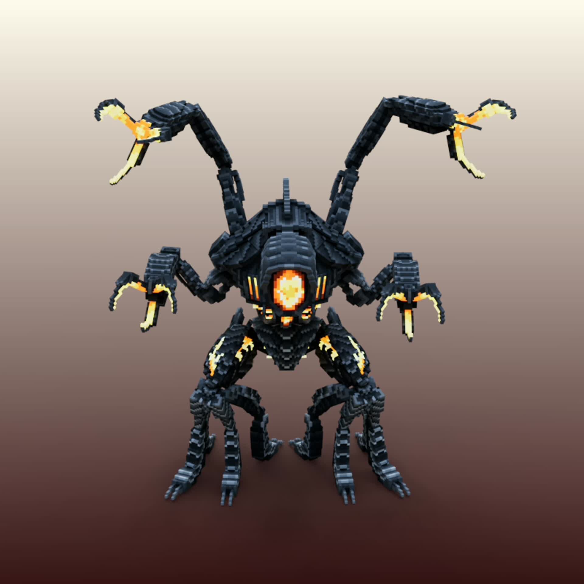 ArtStation - Dark temple Mech Guard -Voxel