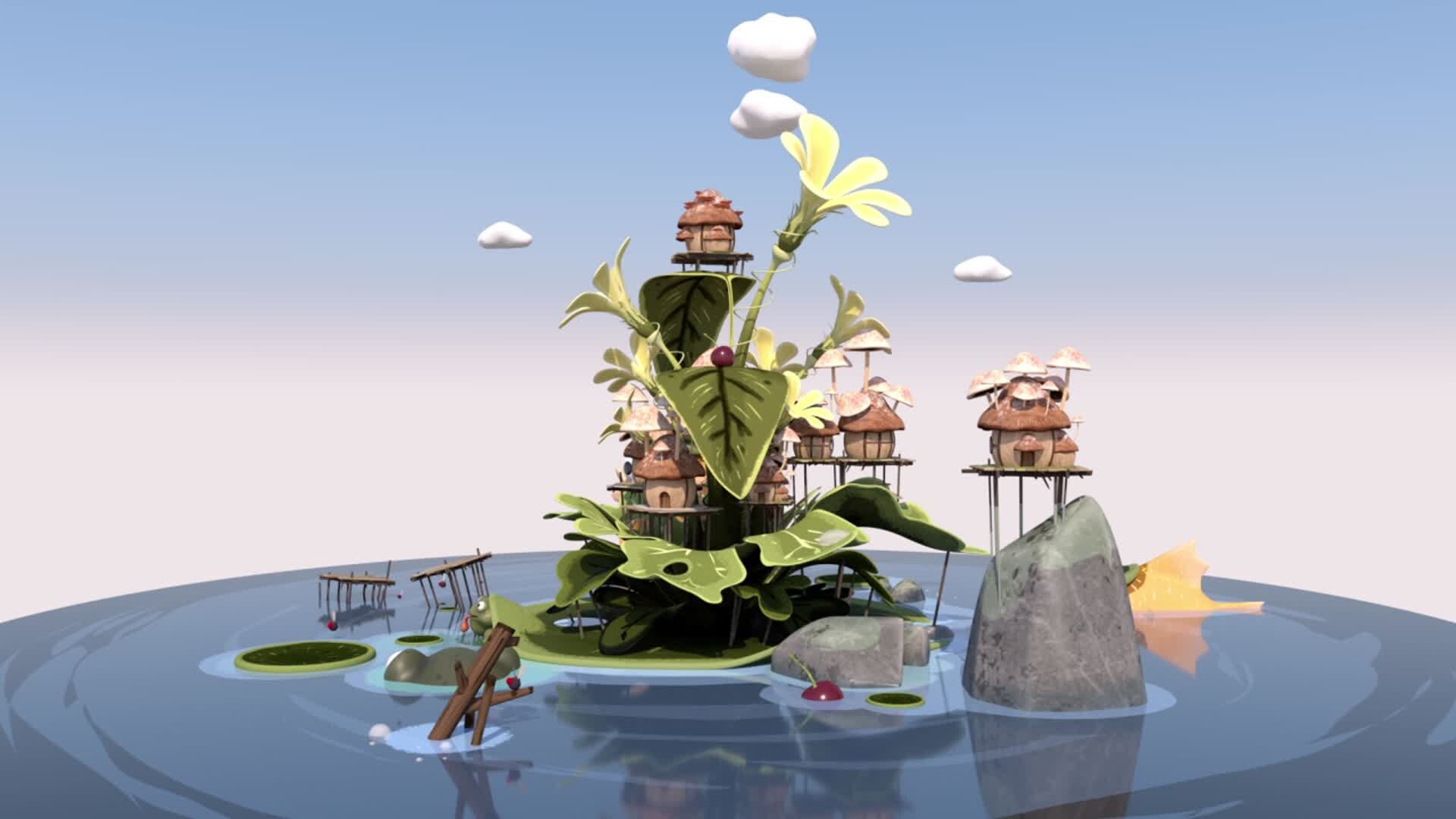 ArtStation - Small cartoon 3d scene