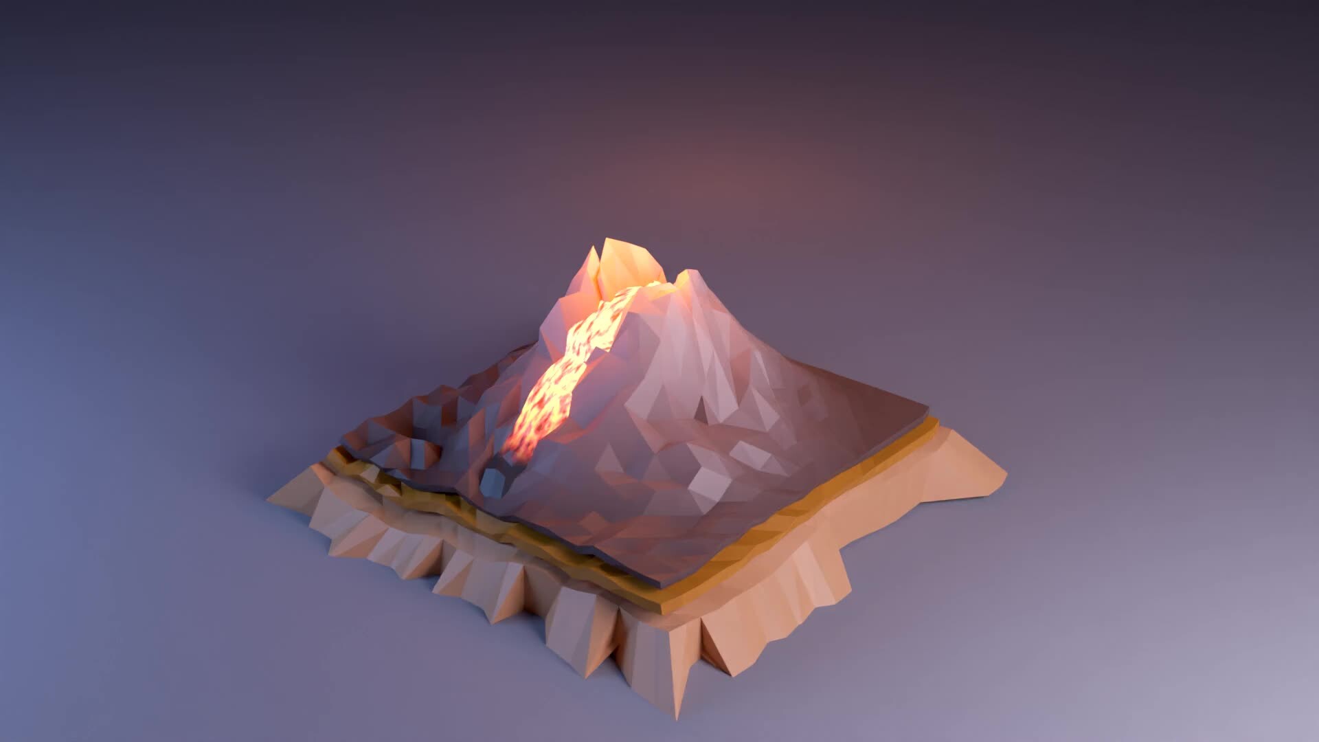 ArtStation - Volcano Low poly 3d
