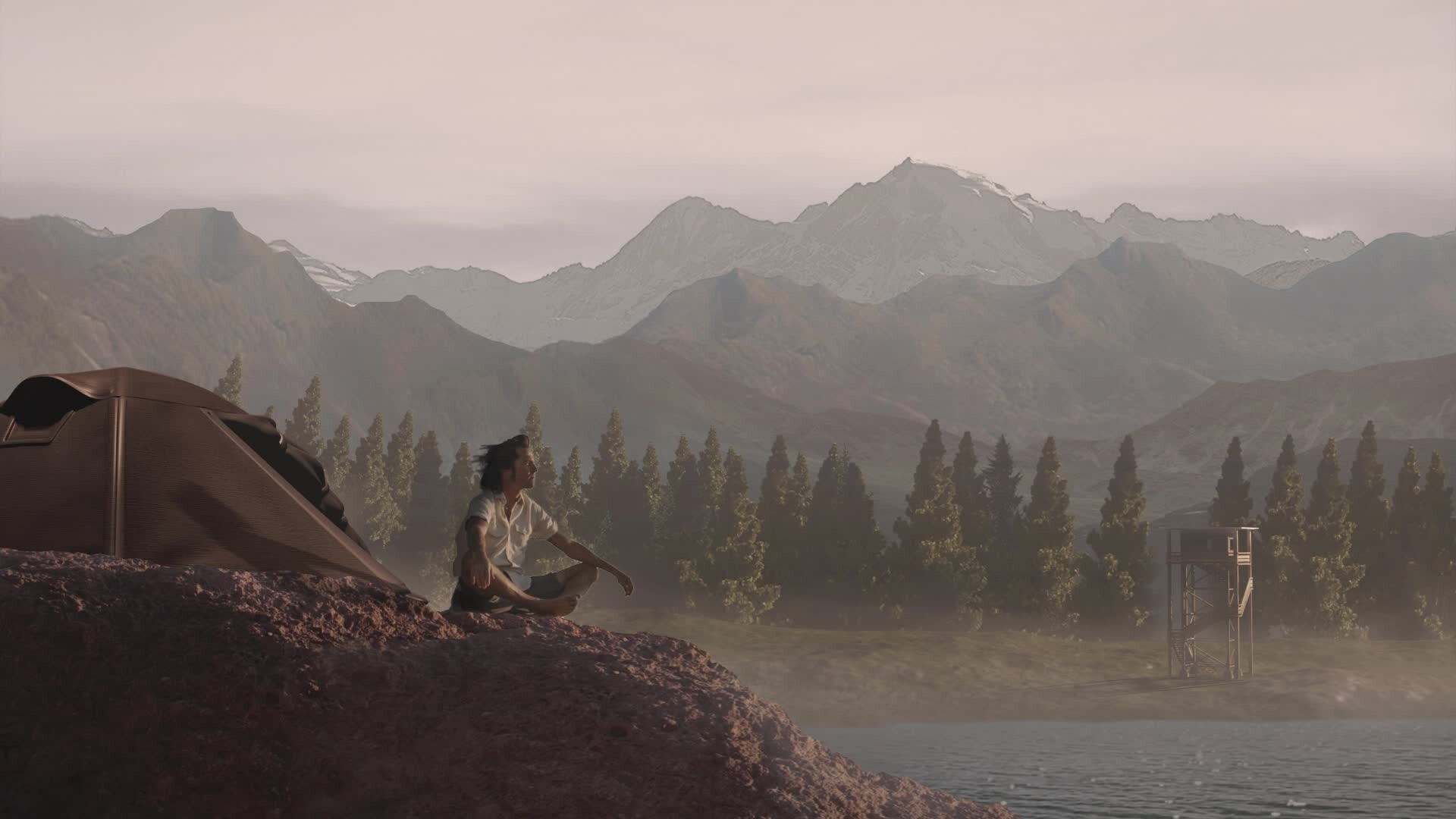 ArtStation - Man Sitting on Cliff - Matte Painting