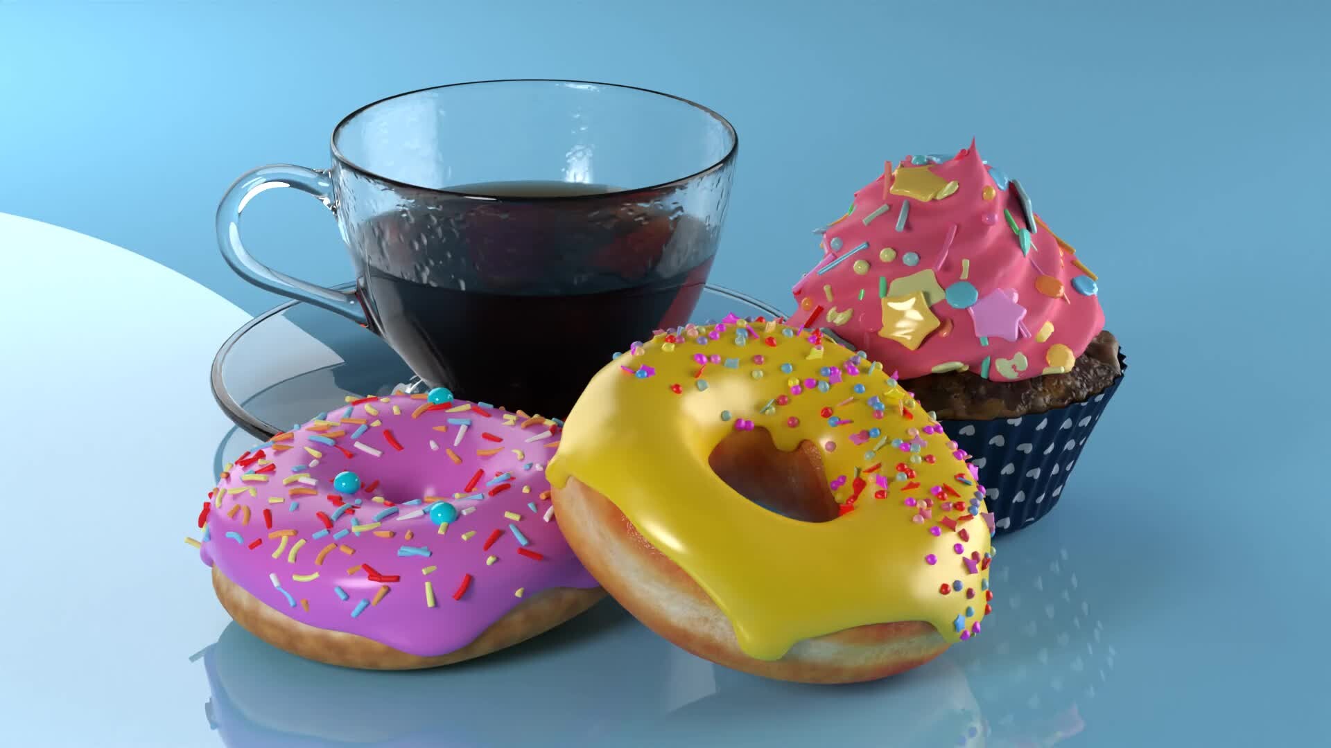 ArtStation - Coffee, Donuts and cupcake.